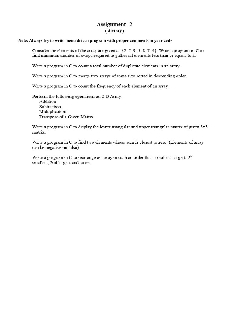 Assignment2 Arrays | PDF