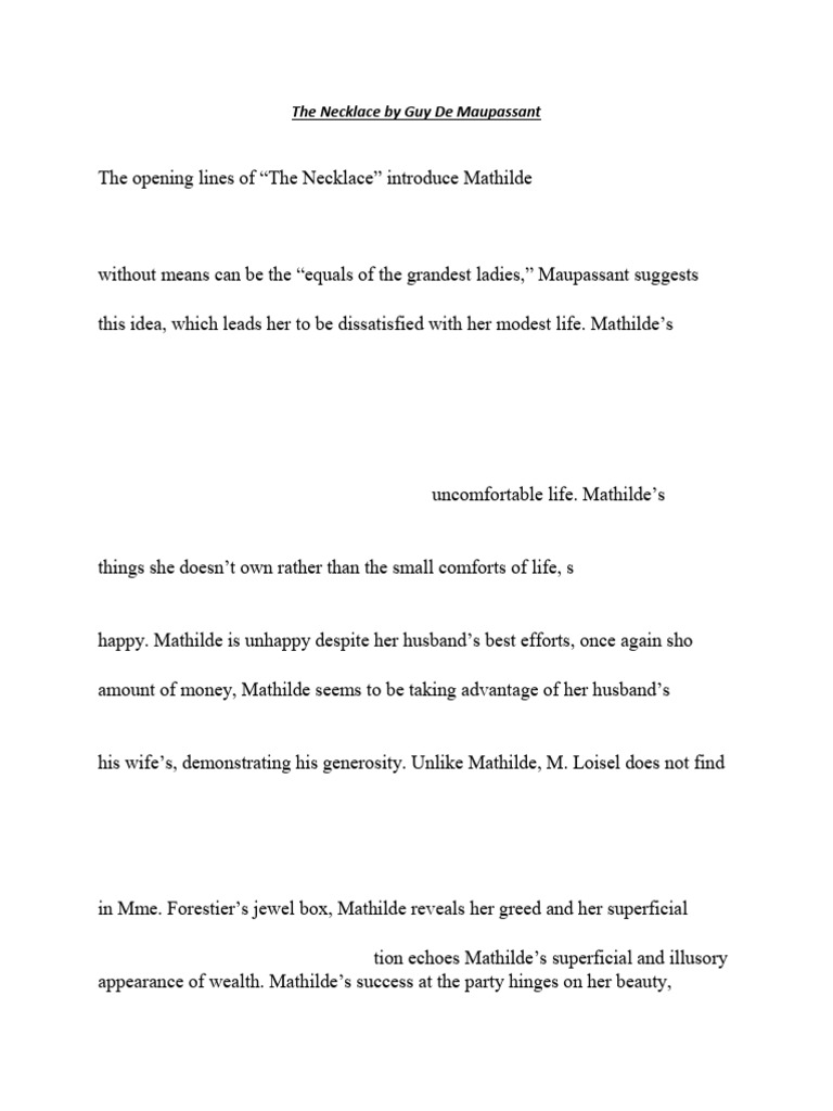 Themes and Analysis of "The Necklace" | PDF