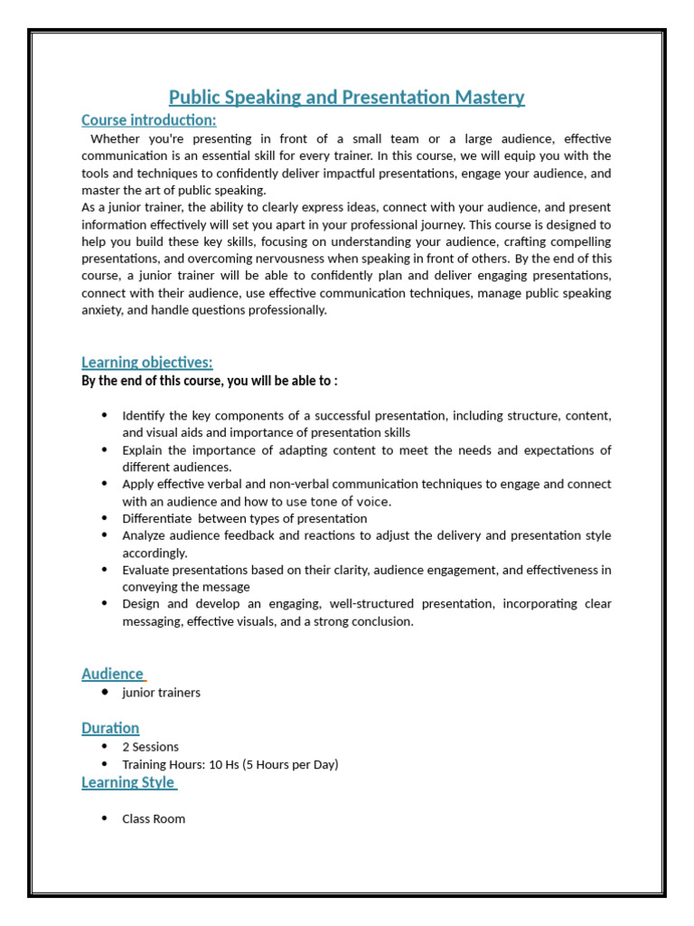 Presentation Skills and Public Speaking | PDF | Communication | Public ...