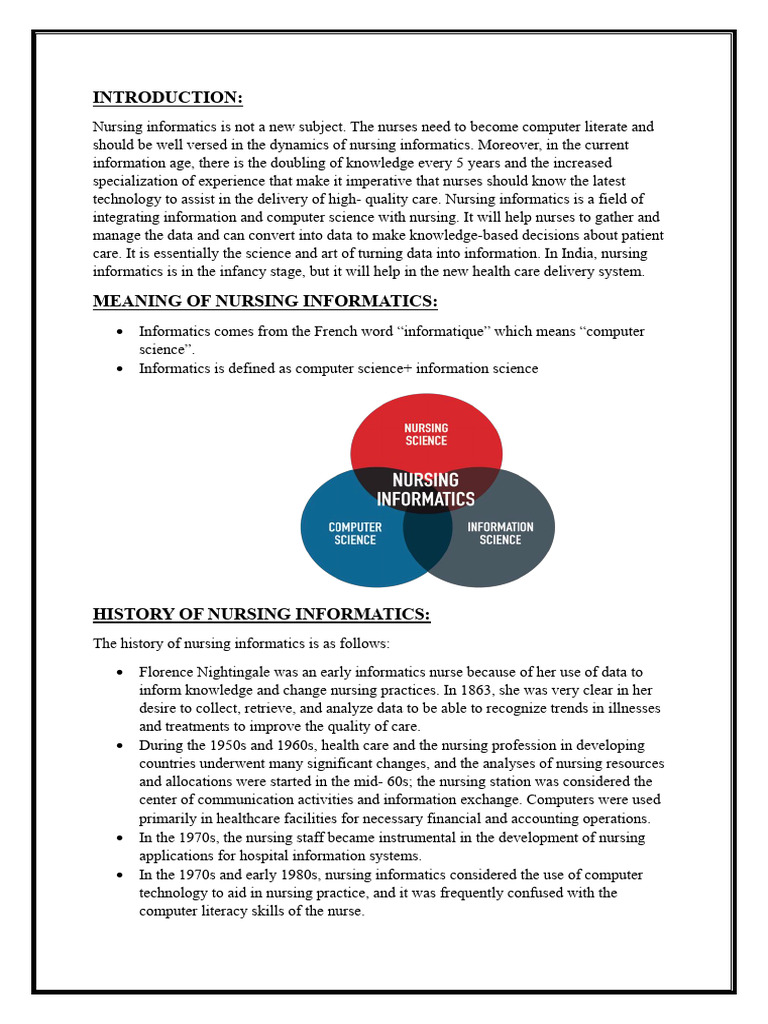 Nursing Informatics Docs Final | PDF | Health Informatics | Nursing