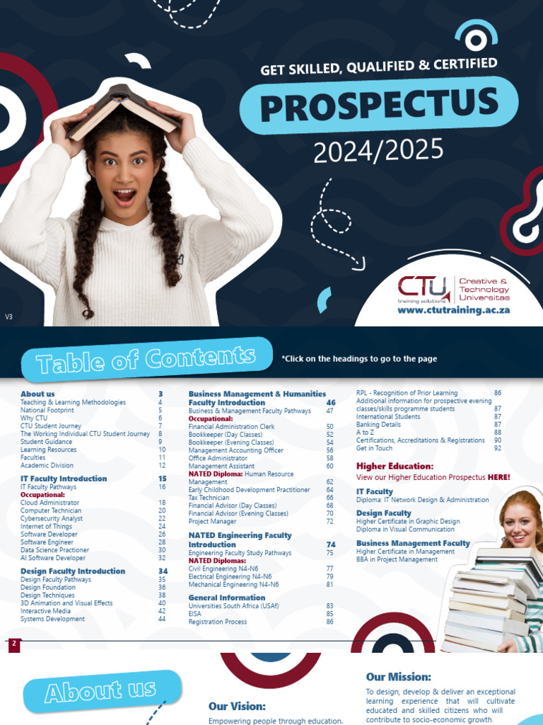 CTU 2024/2025 Prospectus Overview | PDF | Vocational Education | Computing