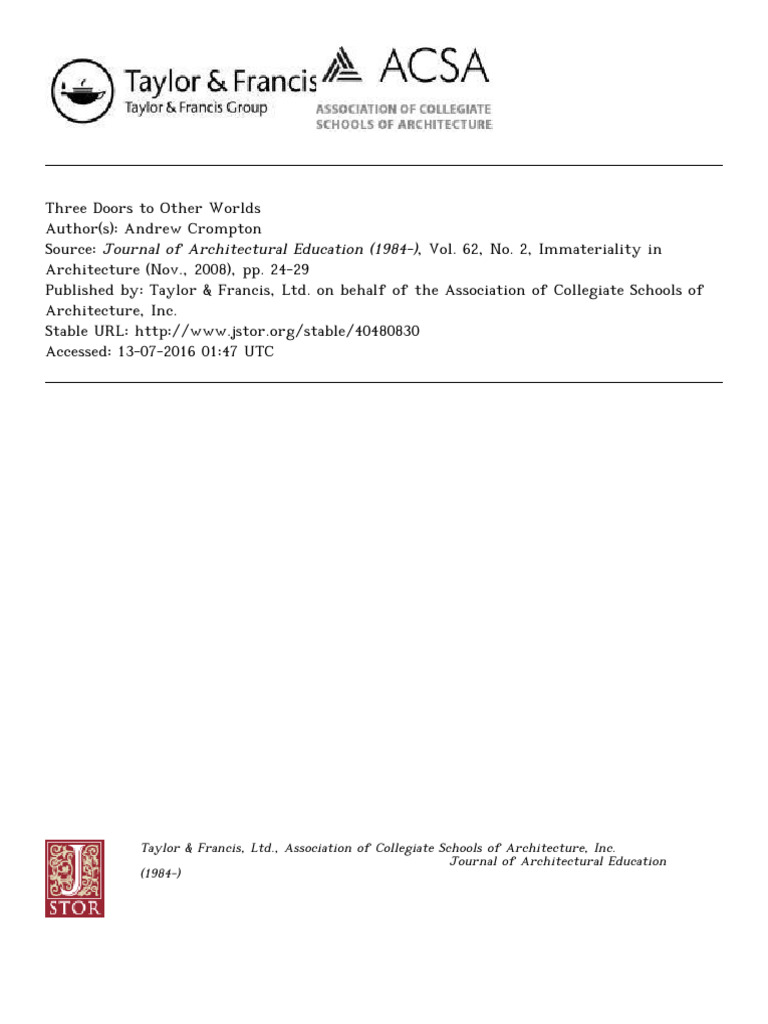 Taylor & Francis, LTD., Association of Collegiate Schools of ...