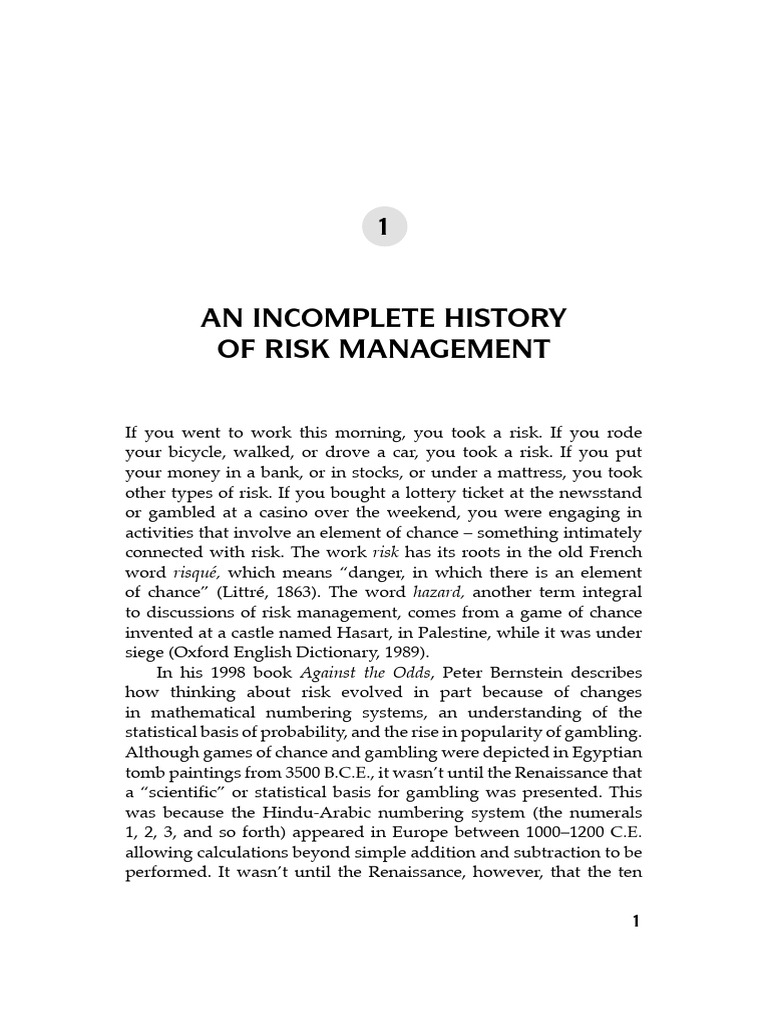 00-GR 1-An Incomplet History of Risk Management | PDF | Risk Management ...