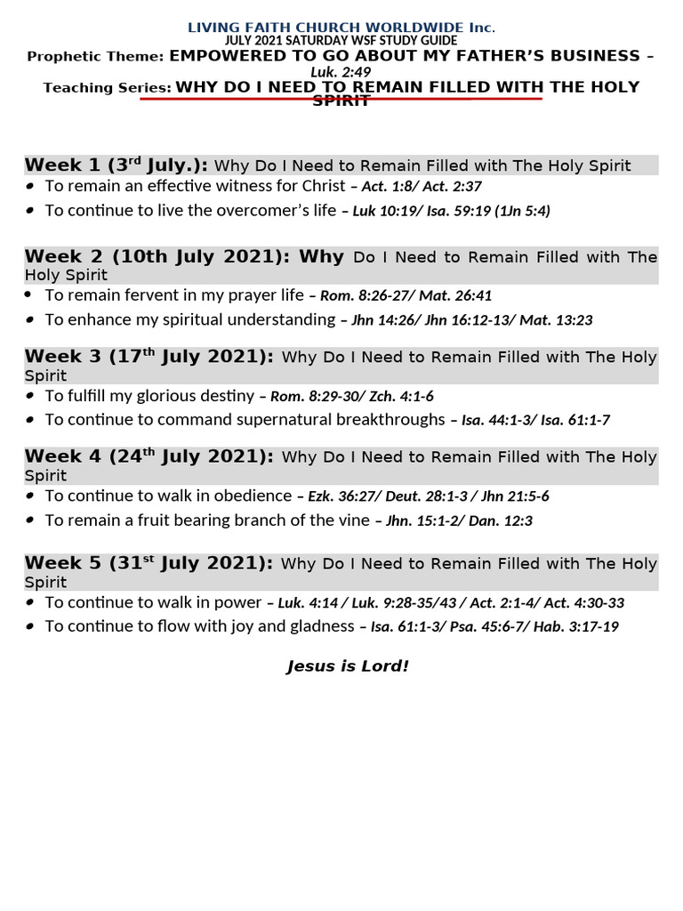 July 2021 Saturday WSF Teaching Outlines (HM) | PDF