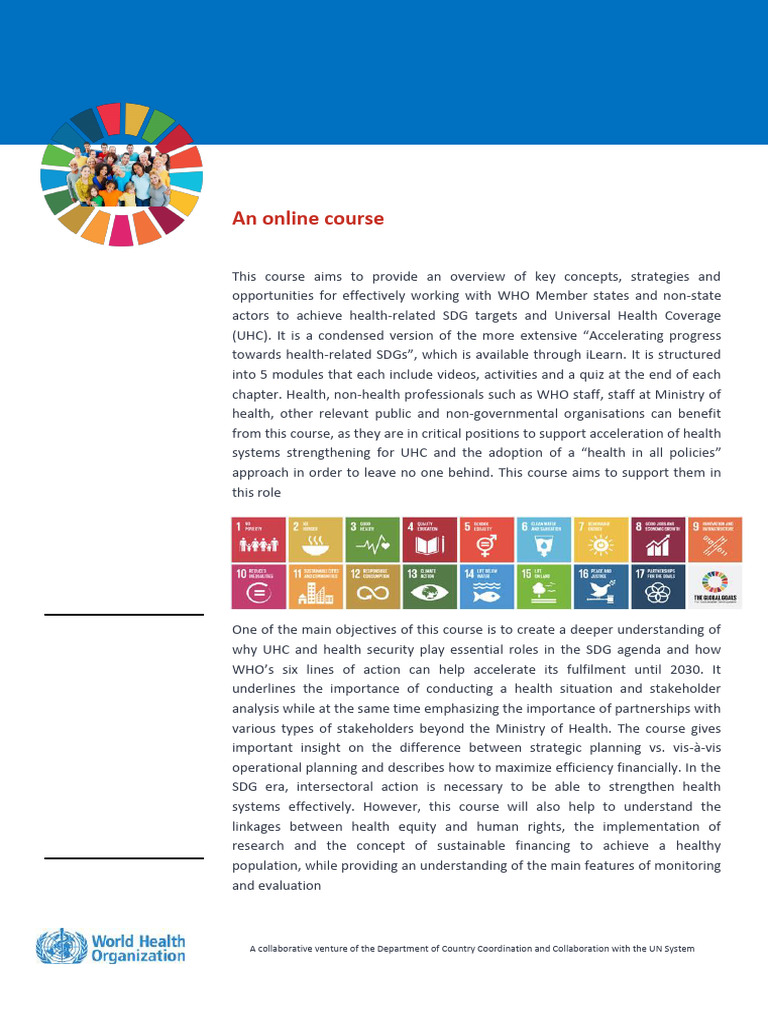 Flyer SDG Course Final Version EN | PDF | World Health Organization | Economies