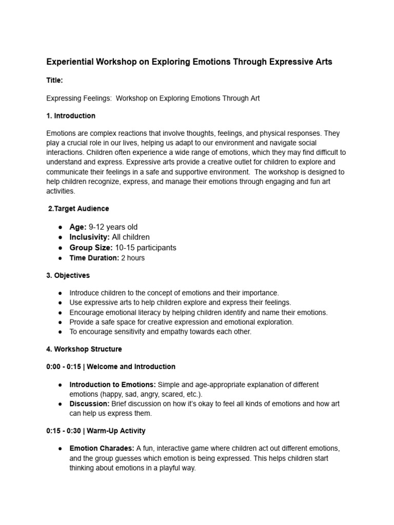 Experiential Workshop On Exploring Emotions Through Expressive Arts | PDF | Emotions | Feeling