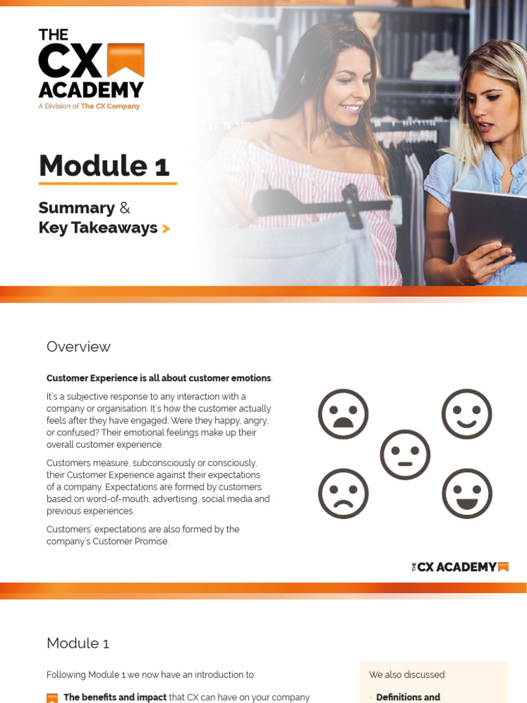 CX Academy - MODULE 1 SUMMARY | PDF | Customer Experience | Customer