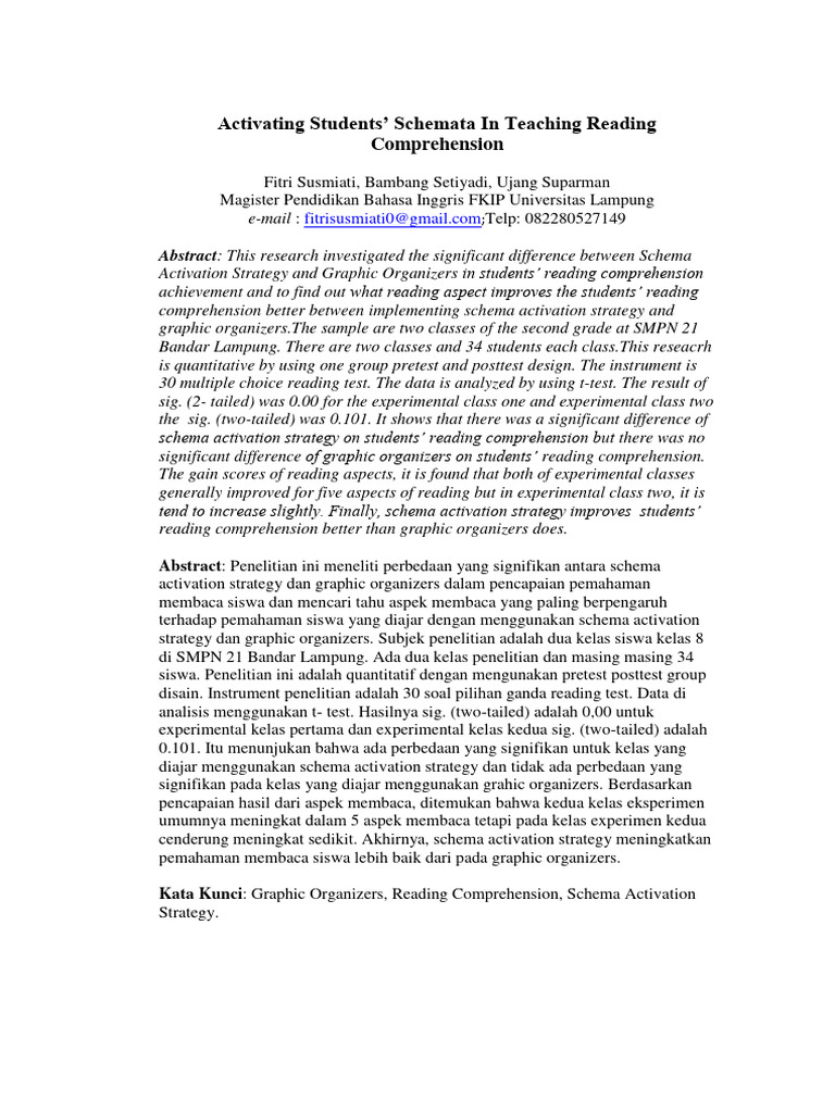 Activating Students Schemata in Teaching | PDF | Reading Comprehension ...