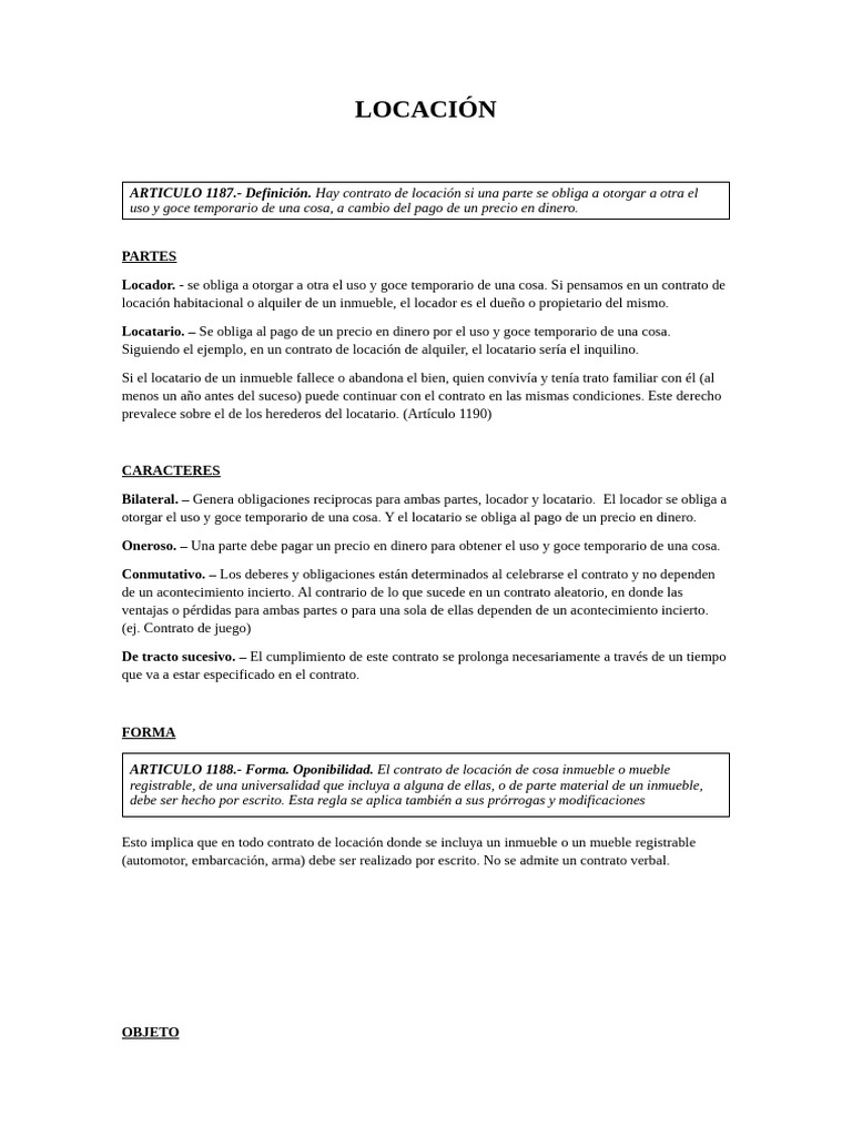 Contrato de Locación: Definición y Reglas | PDF | Derecho contractual ...