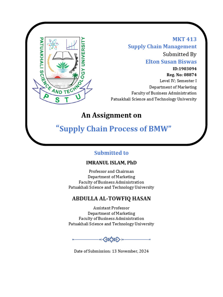 MKT 413 Assignment | PDF | Bmw | Supply Chain