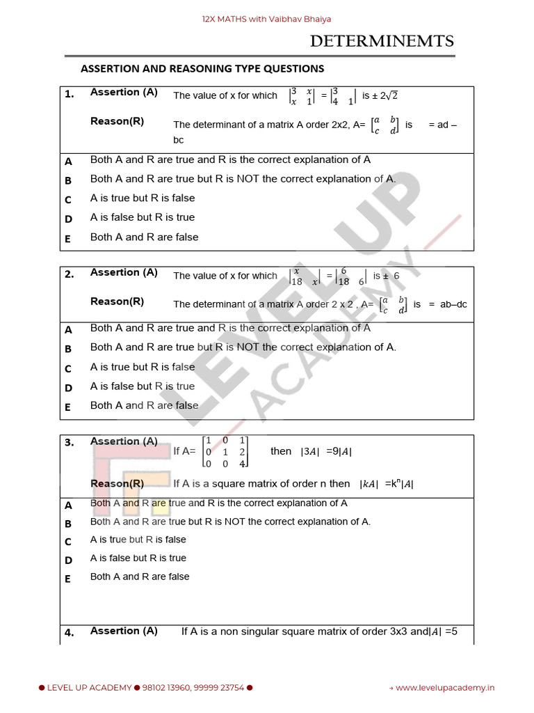 12XM Armcq - Determinemts Cbse | PDF | Mathematical Objects ...