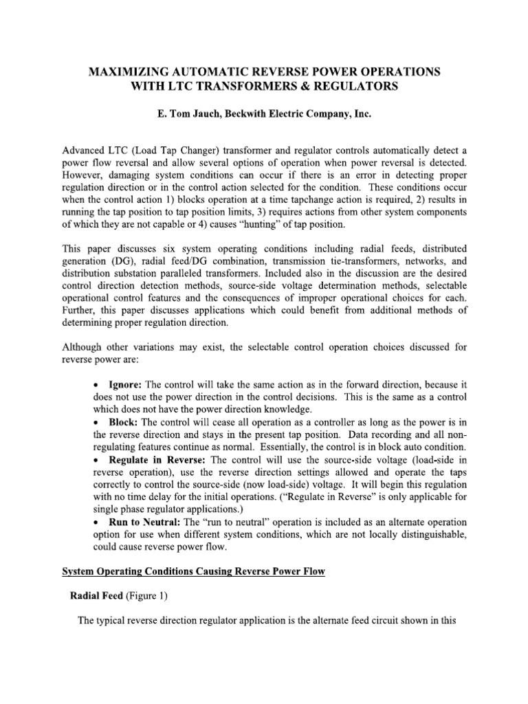 LTC Transformer and Reverse Power Flow - 241113 - 091653 | PDF