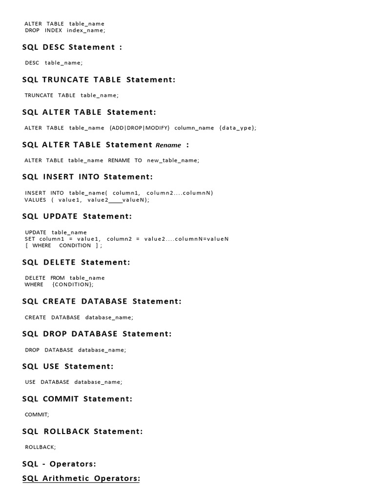 Essential SQL Commands Guide | PDF