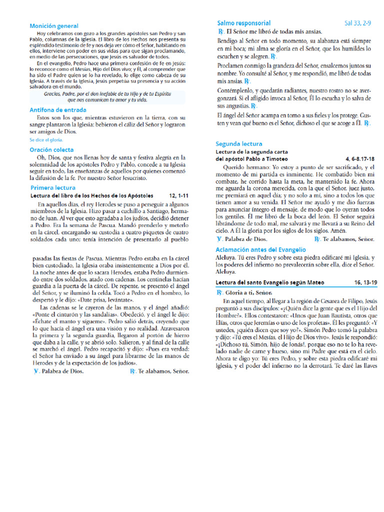 Lecturas de San Pedro y San Pablo | PDF