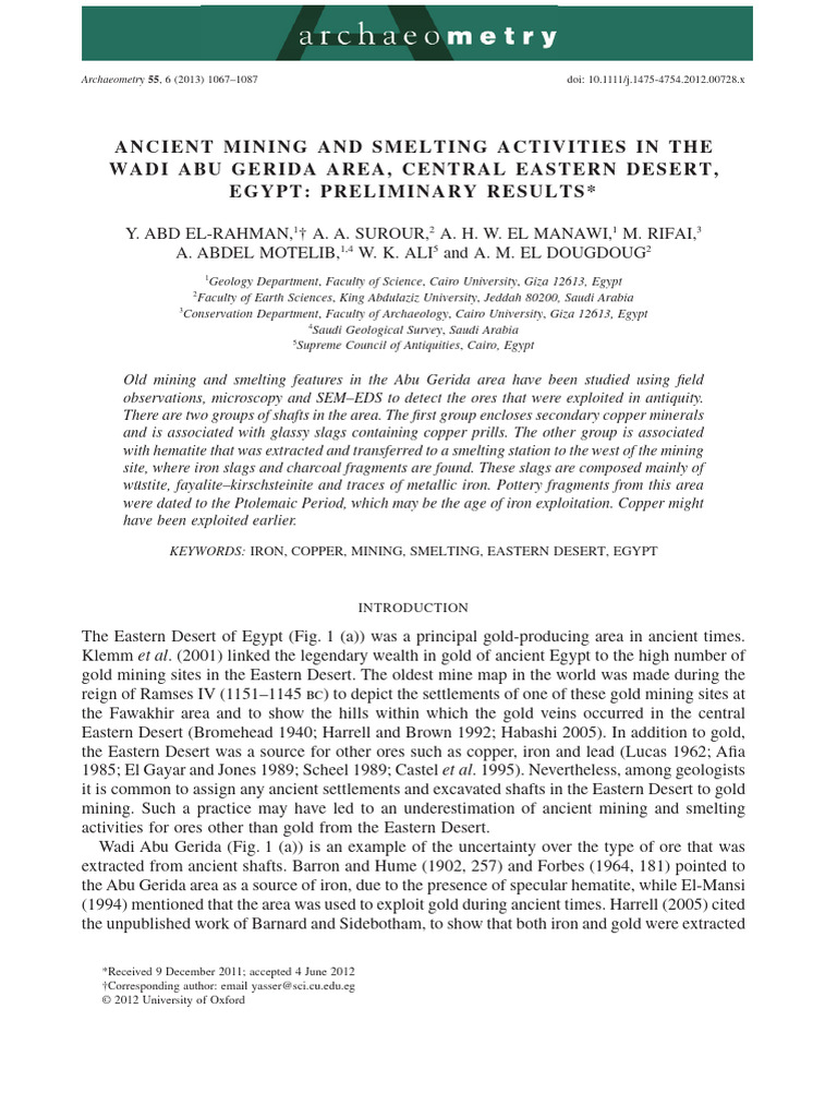 Ancient Mining and Smelting Activities | PDF | Rock (Geology) | Smelting