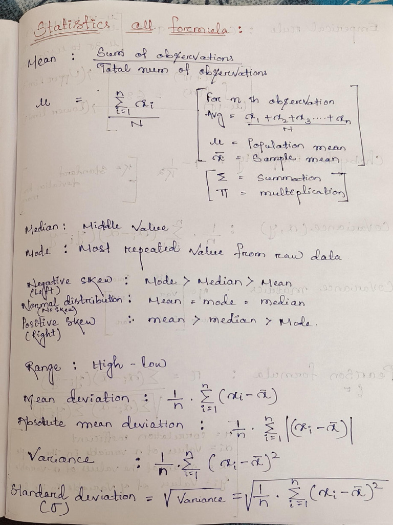 Formulas | PDF | Sampling (Statistics) | Statistical Theory