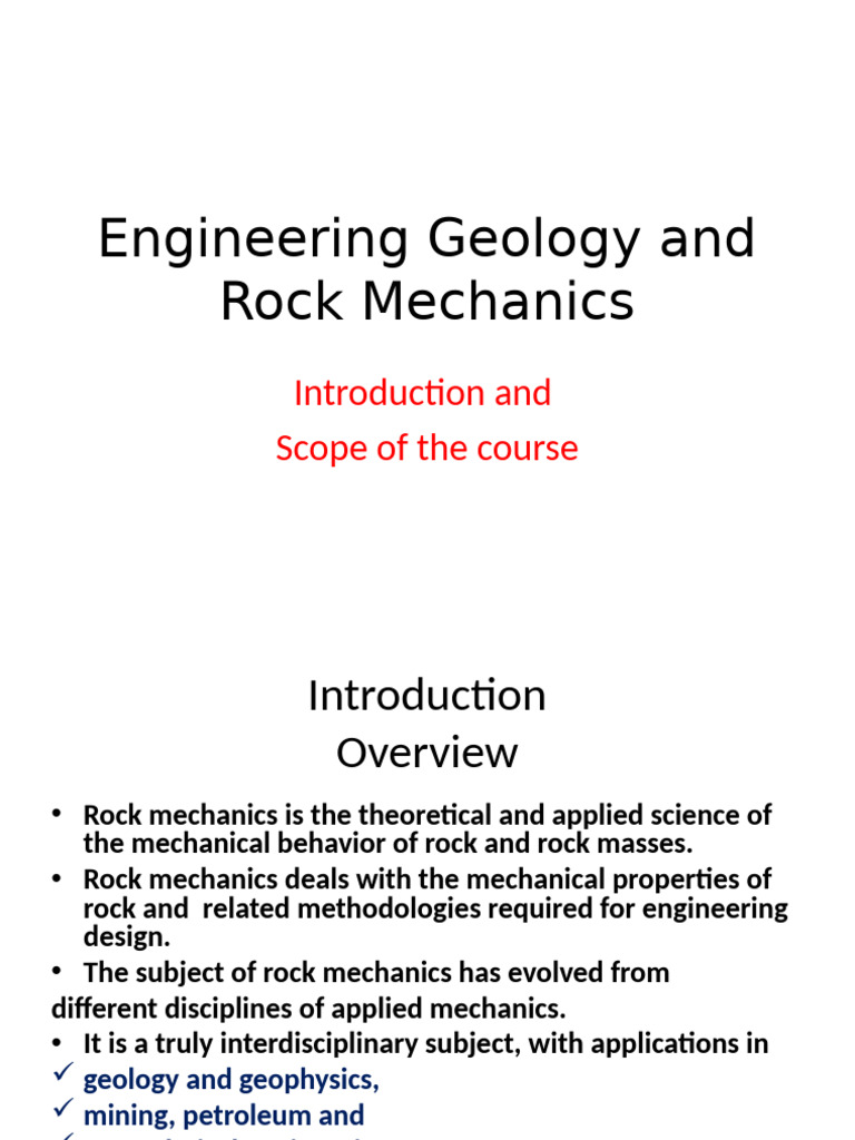 Chapter 1 Scope of Engineering Gology and Rock Mechanics | PDF ...