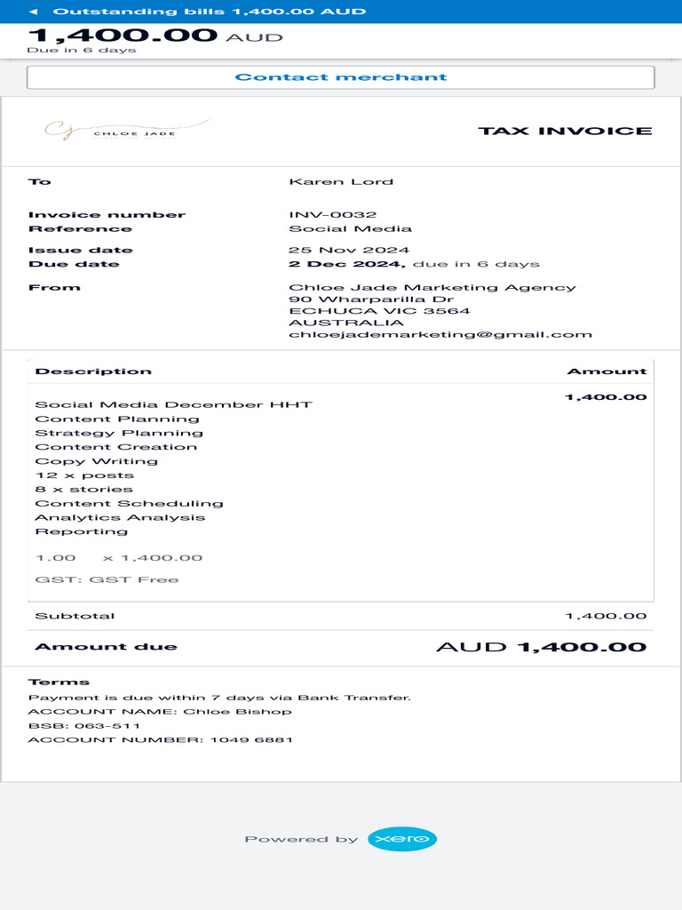 Invoice for Social Media Services | PDF