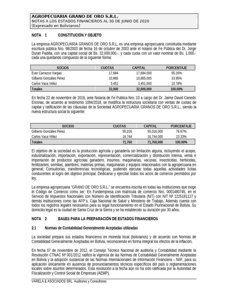5 Notas Eeff | PDF | Contabilidad | Inflación
