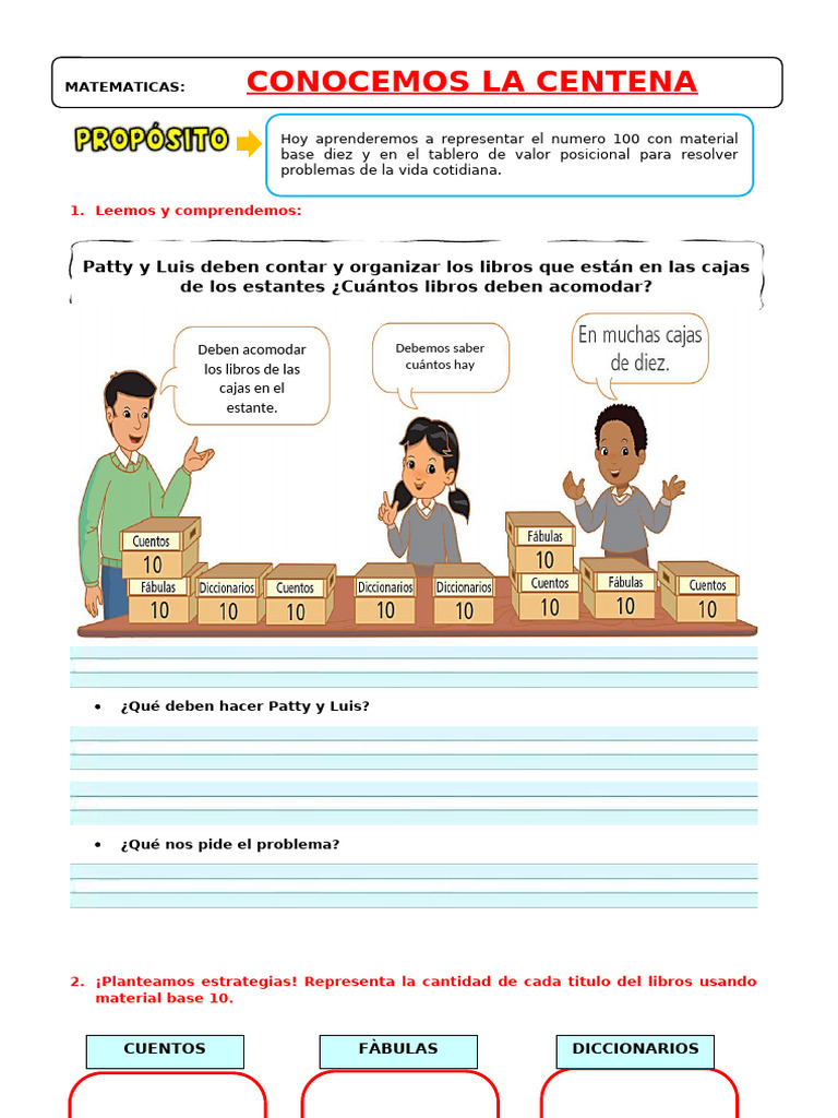 U8 s2 Ficha d2 Mat Conocemos La Centena | PDF