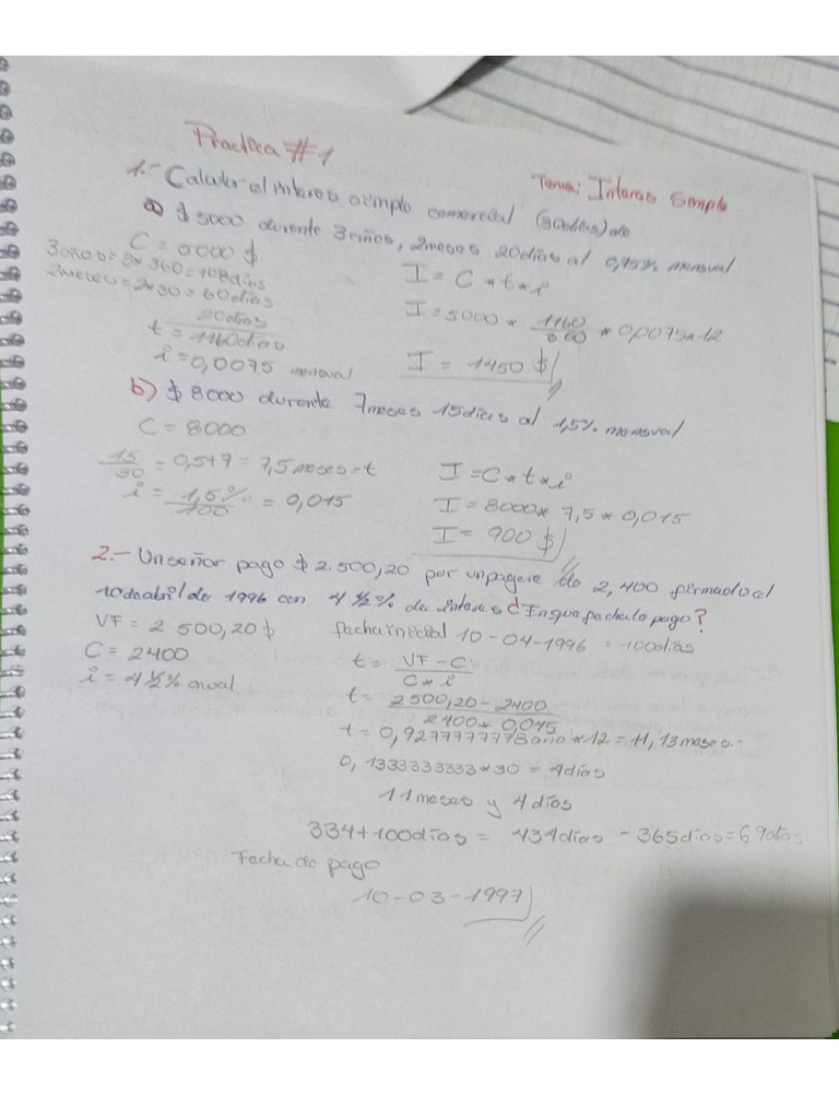 Mate Financiera Práctica 1 | PDF