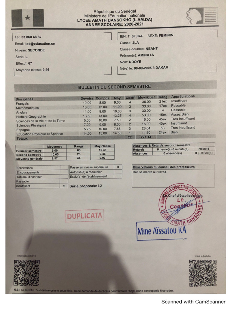 Bulletin Seconde Du 2e Semestre | PDF