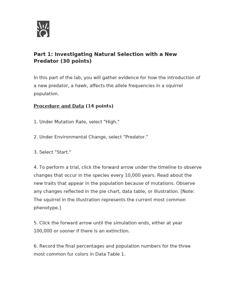 3.2.1 Lab - Investigating Natural Selection (Lab) | PDF | Natural Selection | Phenotypic Trait