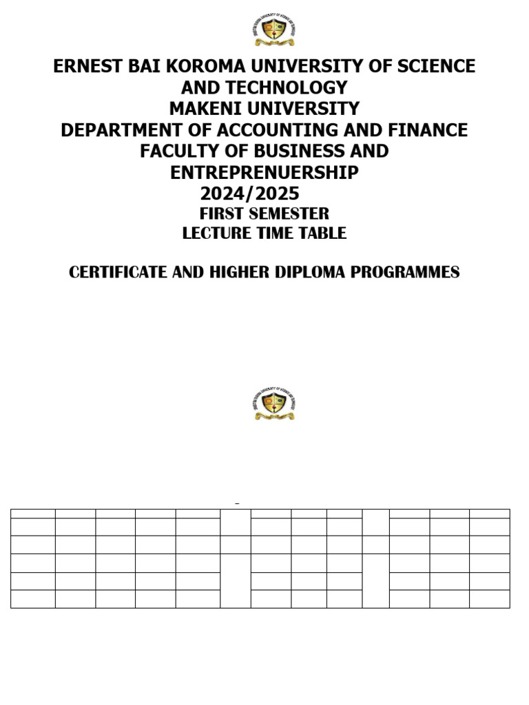 2024 - 2025 - H Diploma Acc & Finance - 1st Semester Timetable | PDF | Science | Financial Services