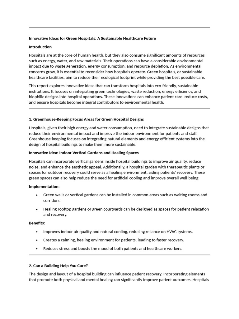 Eco-Friendly Hospital Innovations | PDF | Efficient Energy Use | Green ...