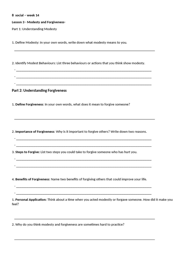 Modesty & Forgiveness Guide | PDF