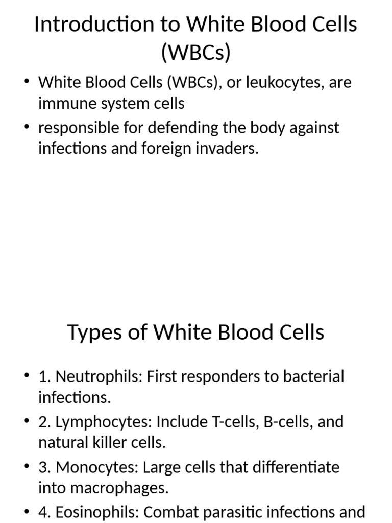 White Blood Cells: Types and Functions | PDF