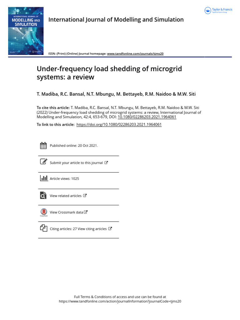 Under-Frequency Load Shedding of Microgrid Systems A Review | PDF | Electrical Grid ...