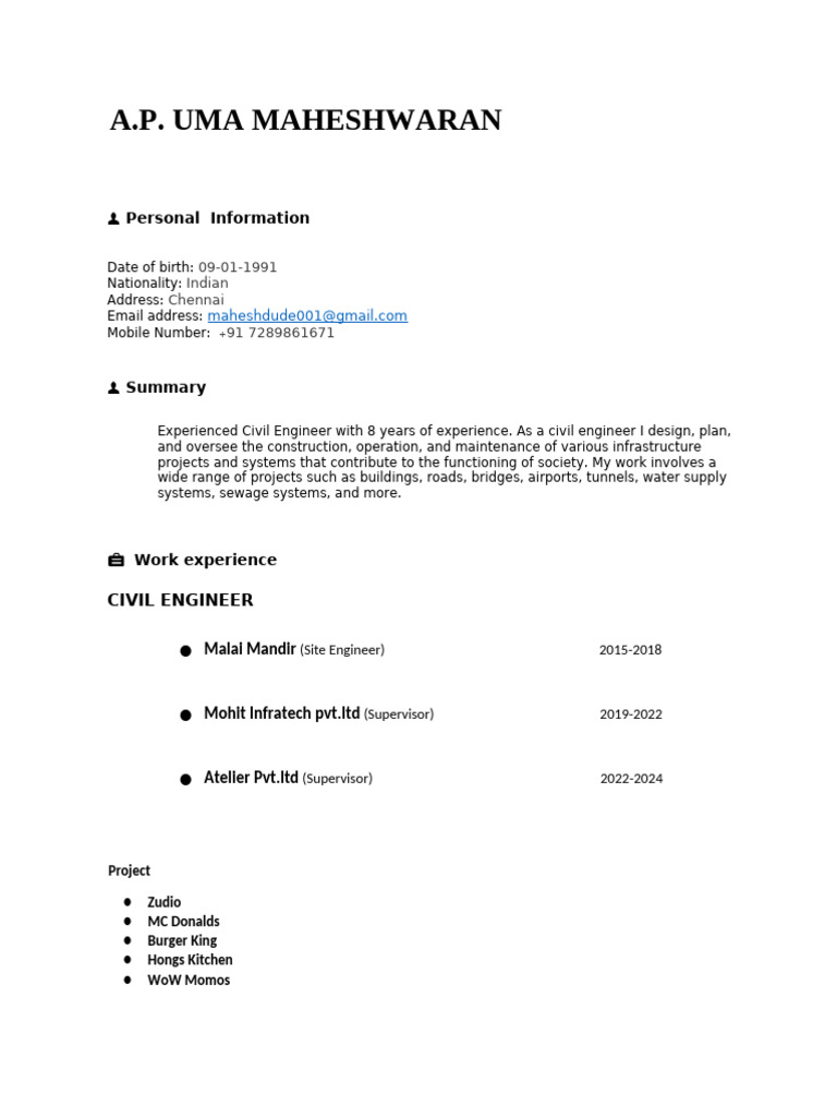 AP Mahesh CV | PDF | Civil Engineering | Engineering