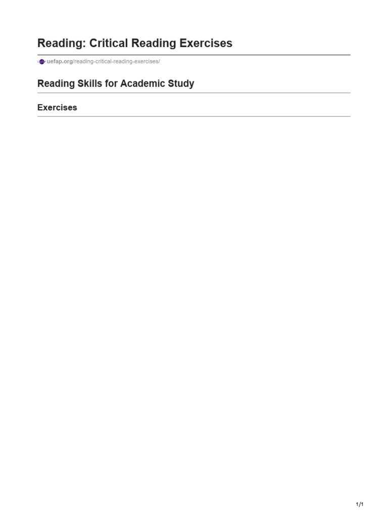 Reading Critical Reading Exercises | PDF