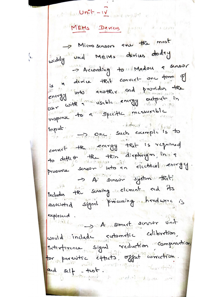 MEMS 4th Unit Notes | PDF