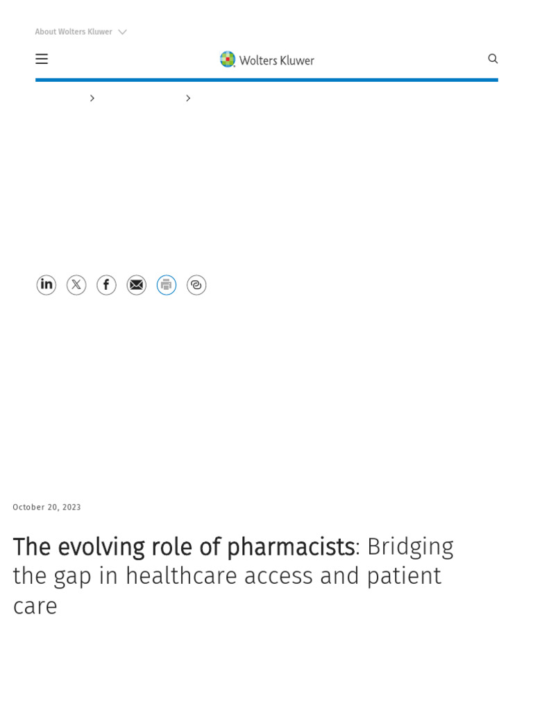 The Evolving Role of Pharmacists - Bridging The Gap in Healthcare Access and Patient Care ...