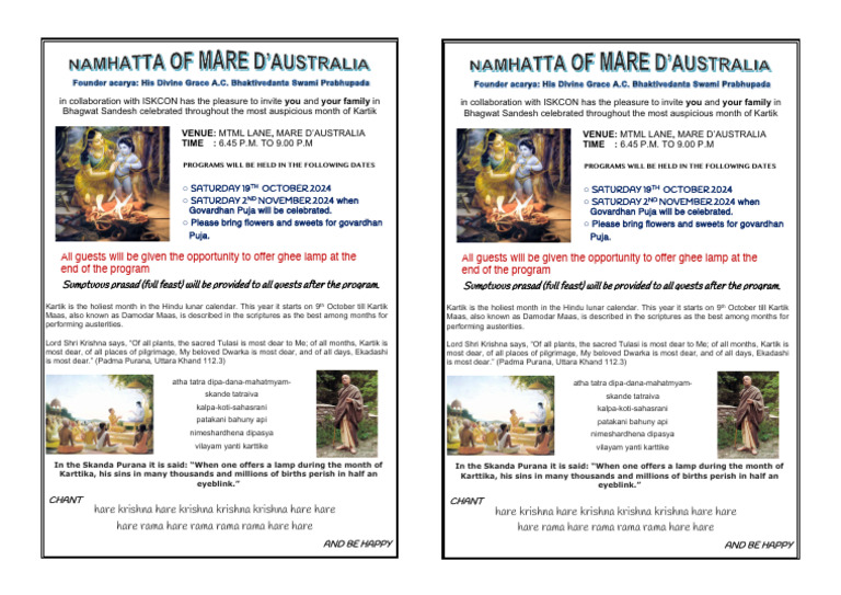 Pamphlet For Satsang | PDF | Vaishnavism | Hindu Mythology