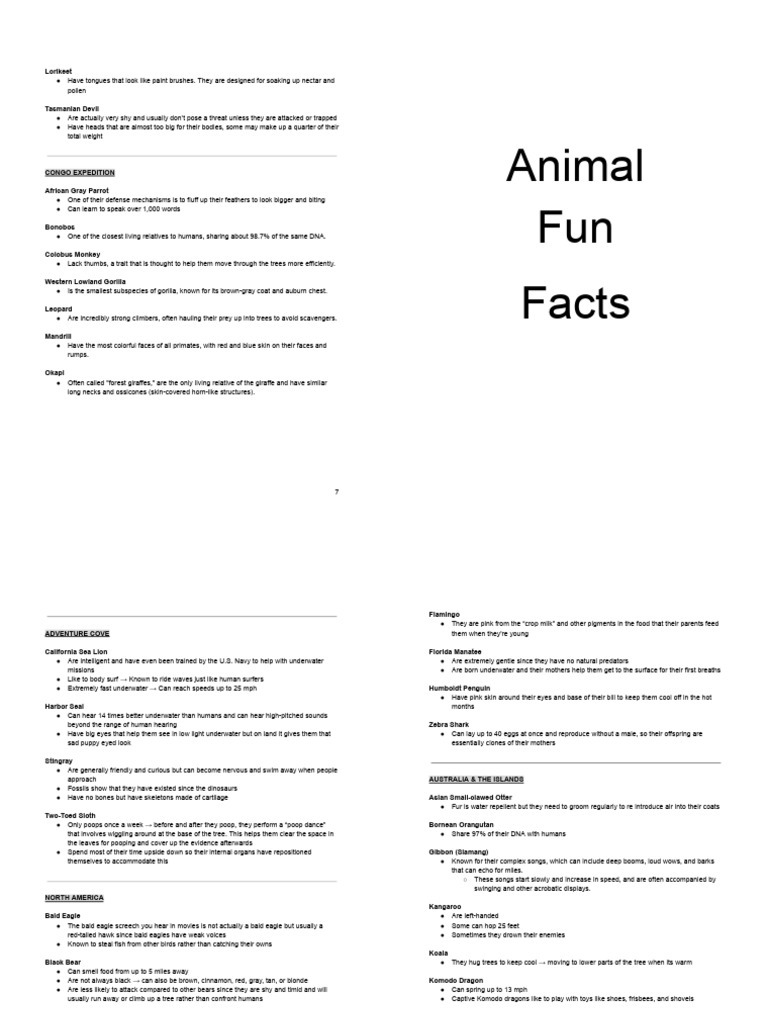 Columbus Zoo Fun Facts (2) - Booklet | PDF | Lion | Bears