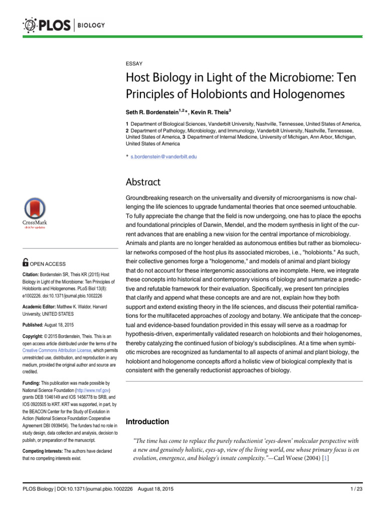 Host Biology in Light of The Microbiome: Ten Principles of Holobionts ...