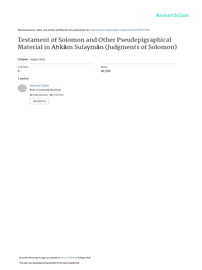 Judgements of Solomon From Vahan S. Hovhanessian The Canon of The Bible ...