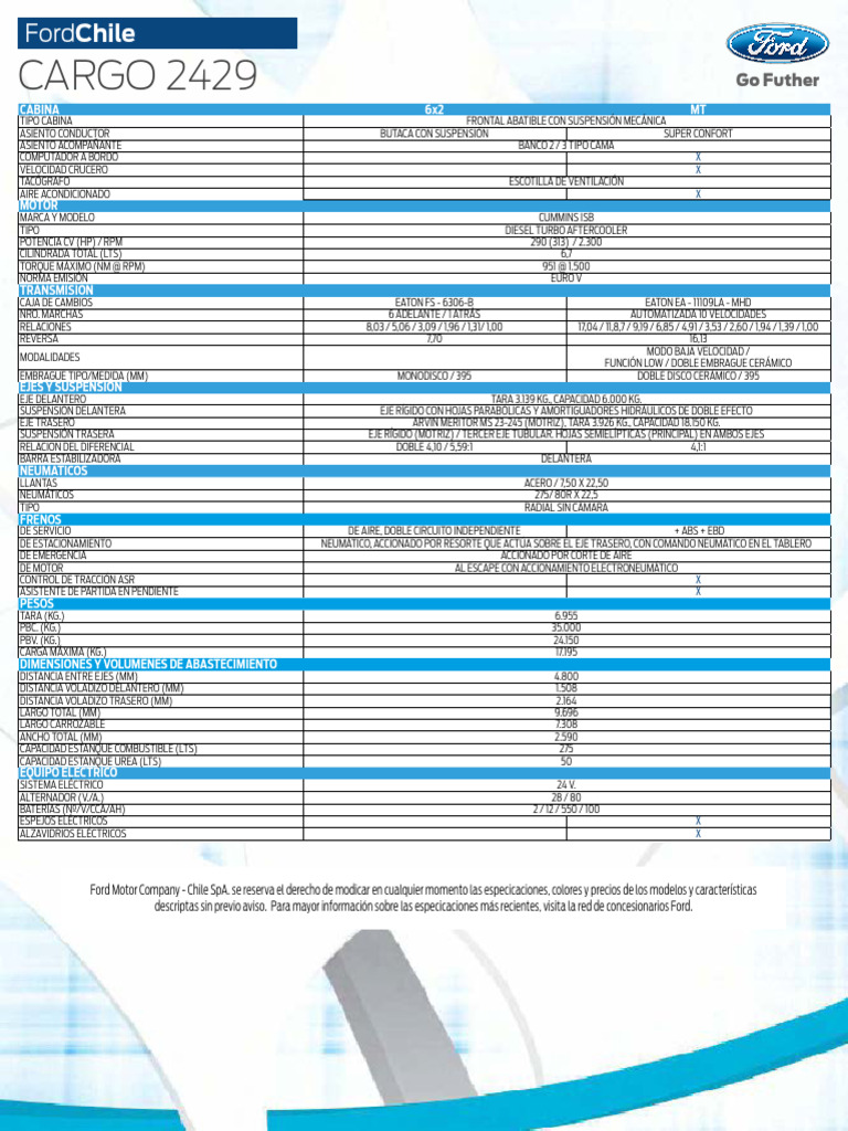 13.Fch Cargo Ficha Tecnica 2429 | PDF | Eje | Ingeniería de Transporte
