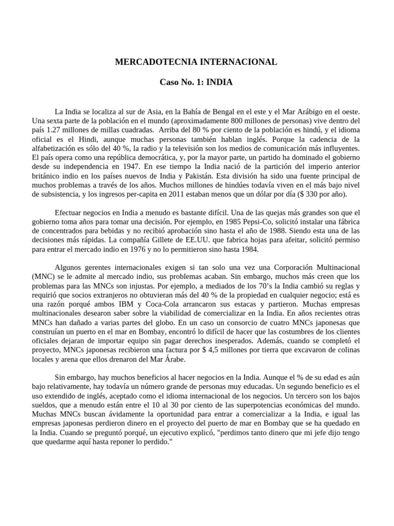 Caso 01 MERC INT | PDF | Economias