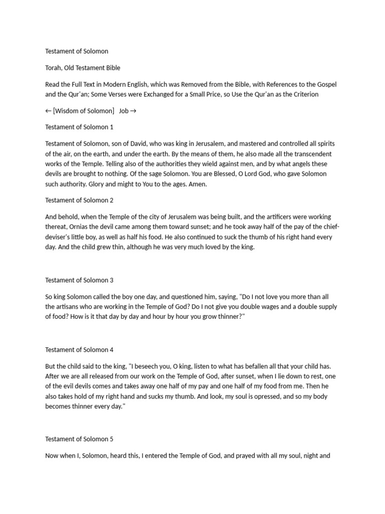 Testament of Solomon: Control of Demons | PDF | Solomons | Angel