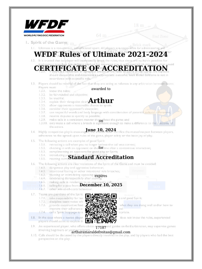 WFDF Rules Standard Accreditation | PDF