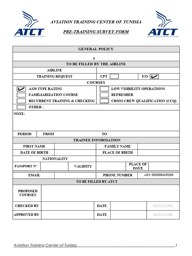 Pre Training Survey Form) | PDF | Aviation Safety | Aerospace