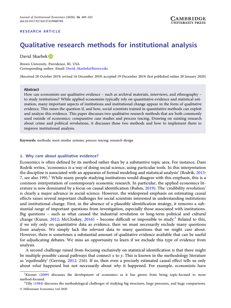 Qualitative Methods for Institutional Analysis | PDF | Quantitative ...