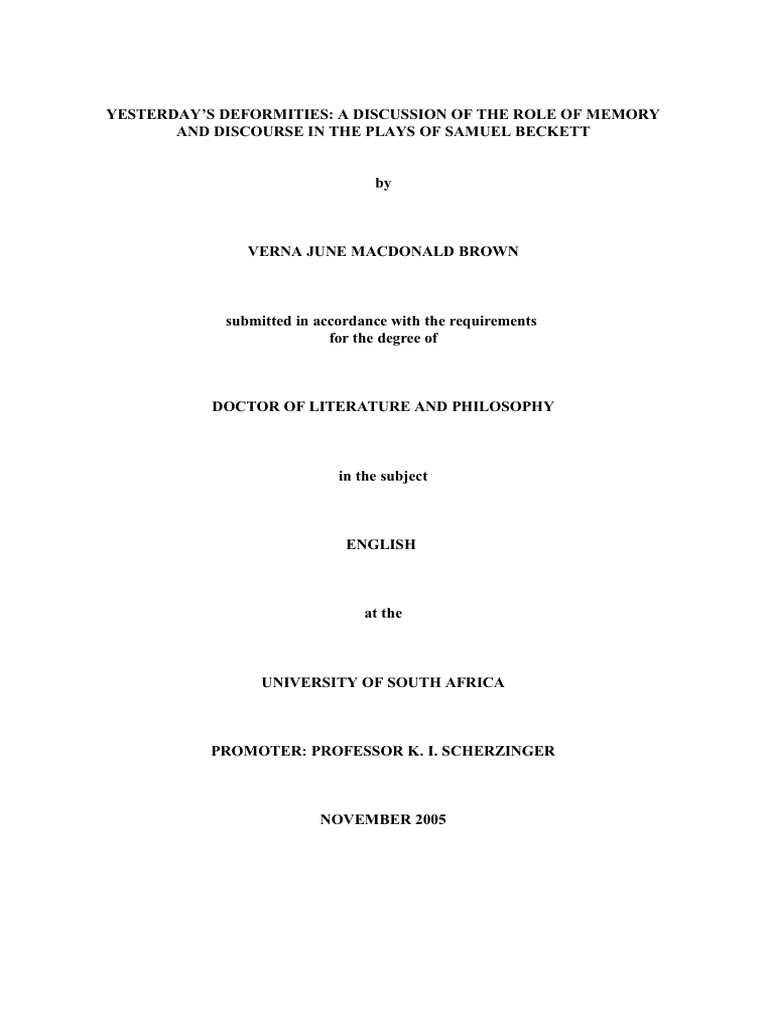 Beckett's Memory in Drama | PDF | Sigmund Freud | Memory