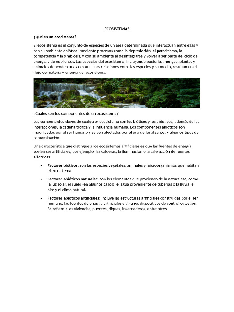Componentes y Tipos de Ecosistemas | PDF