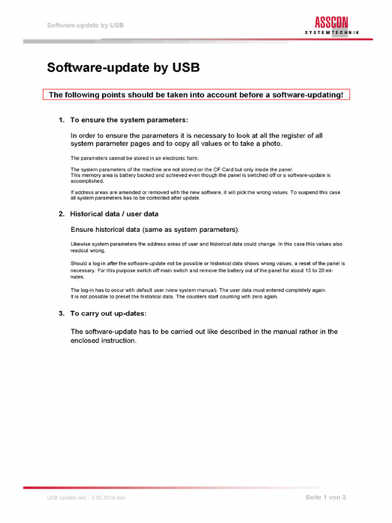 USB Update (En) - 2 09.2010 | PDF