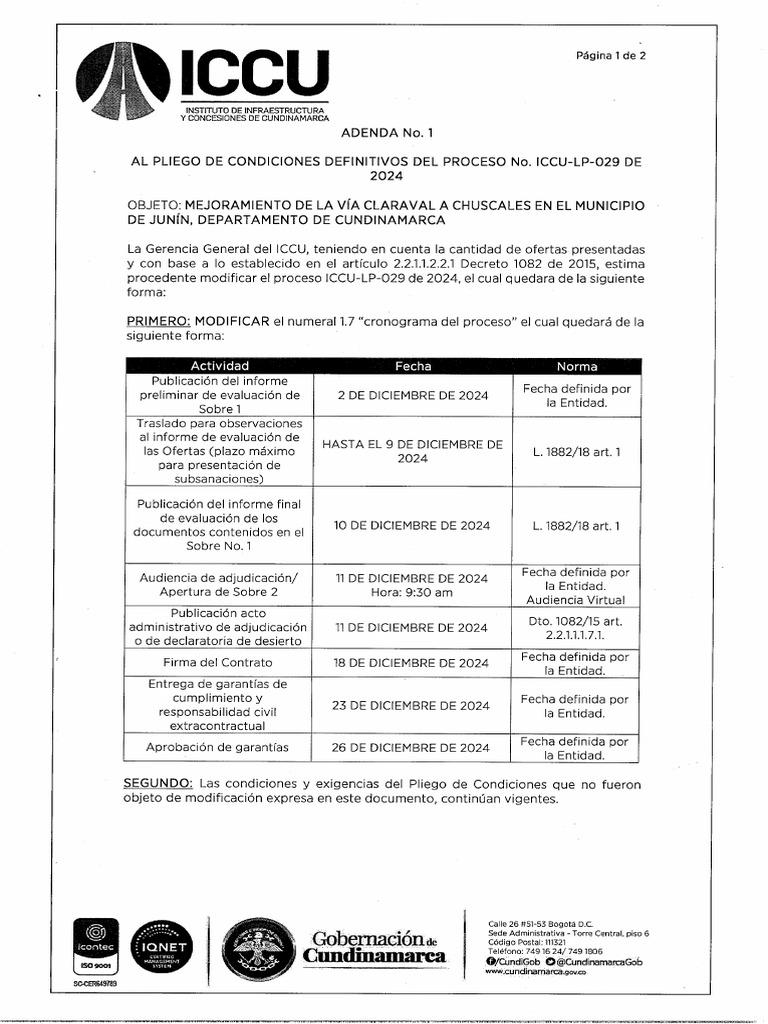 Adenda 1 Iccu-Lp-029 de 2024 | PDF